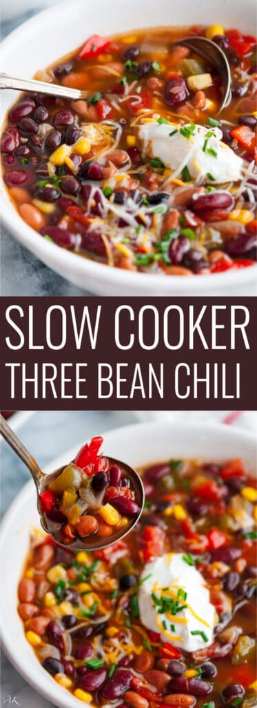 Slow Cooker Three Bean Chili (Video) - Aberdeen's Kitchen
