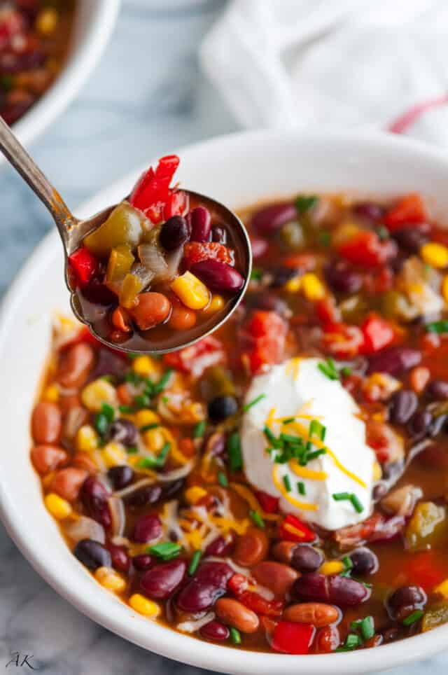 Slow Cooker Three Bean Chili (Video) - Aberdeen's Kitchen