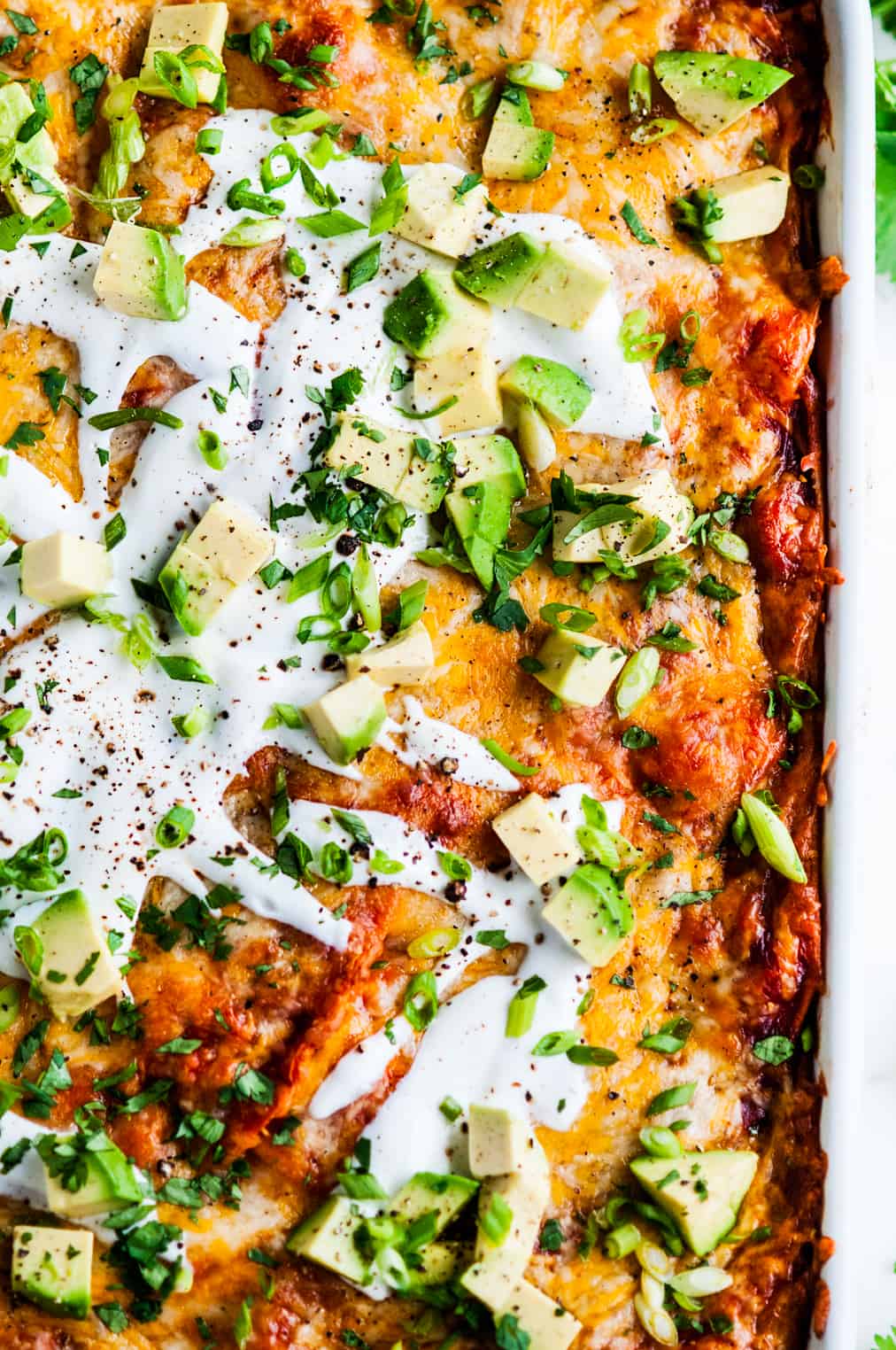 Cheesy Red Chicken Enchilada Casserole - Aberdeen's Kitchen