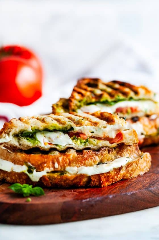 Caprese Panini with Avocado Basil Pesto - Aberdeen's Kitchen