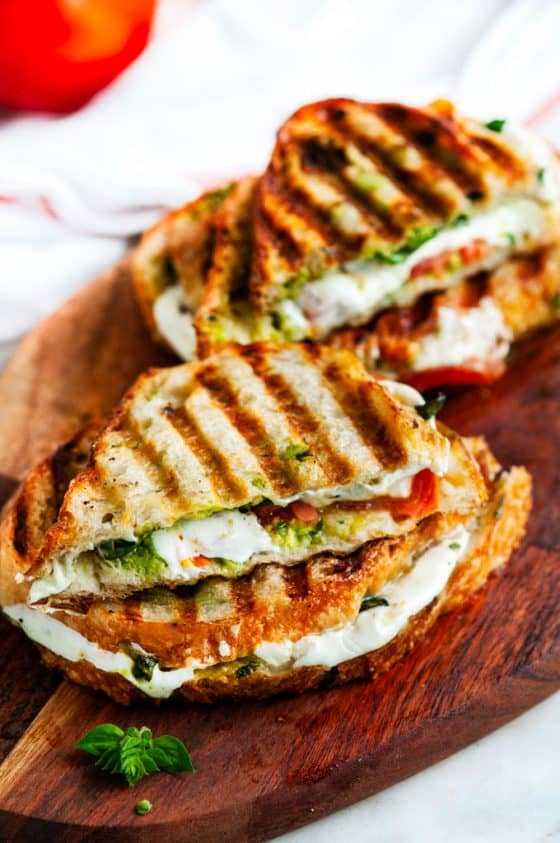 Caprese Panini with Avocado Basil Pesto - Aberdeen's Kitchen