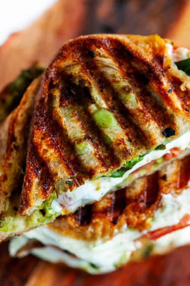 Caprese Panini with Avocado Basil Pesto - Aberdeen's Kitchen