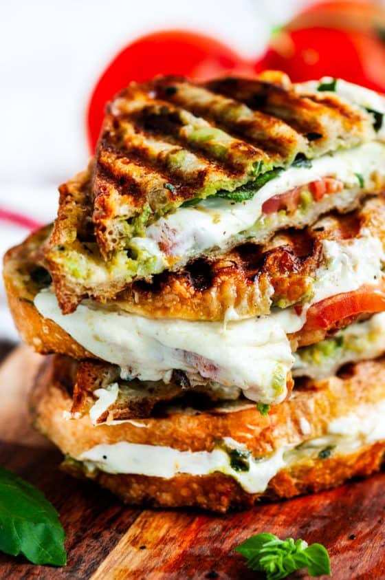 Caprese Panini with Avocado Basil Pesto - Aberdeen's Kitchen