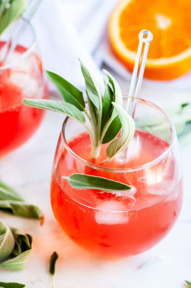 Sage Ginger Blood Orange Fizz Cocktail - Aberdeen's Kitchen