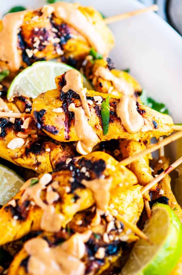 Chicken Satay Skewers with Peanut Sauce - Aberdeen's Kitchen