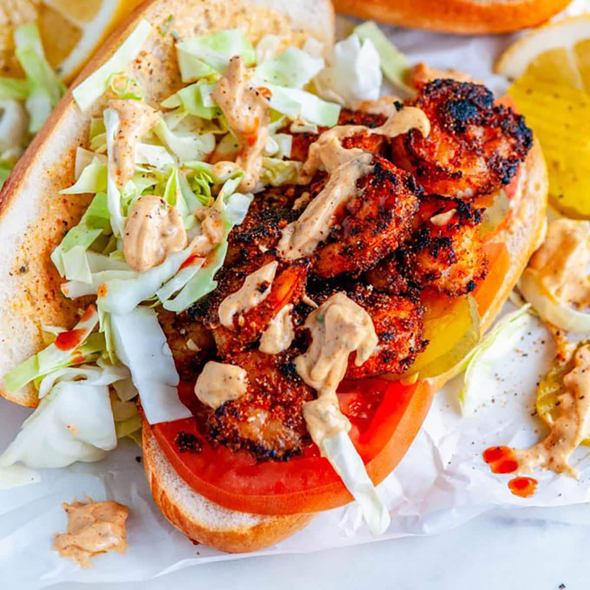 Blackened Shrimp Po Boys - Aberdeen's Kitchen