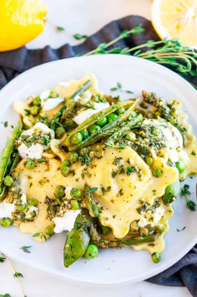 Spring Pea Asparagus Ricotta Ravioli - Aberdeen's Kitchen