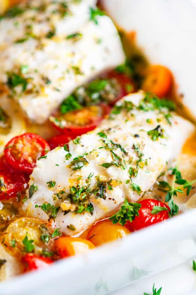 Lemon Herb Butter Baked Cod - Aberdeen's Kitchen
