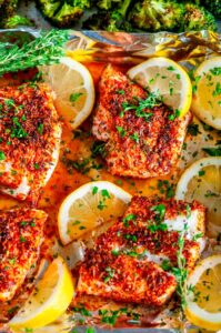 Sheet Pan Paprika Parmesan Cod with Broccoli - Aberdeen's Kitchen