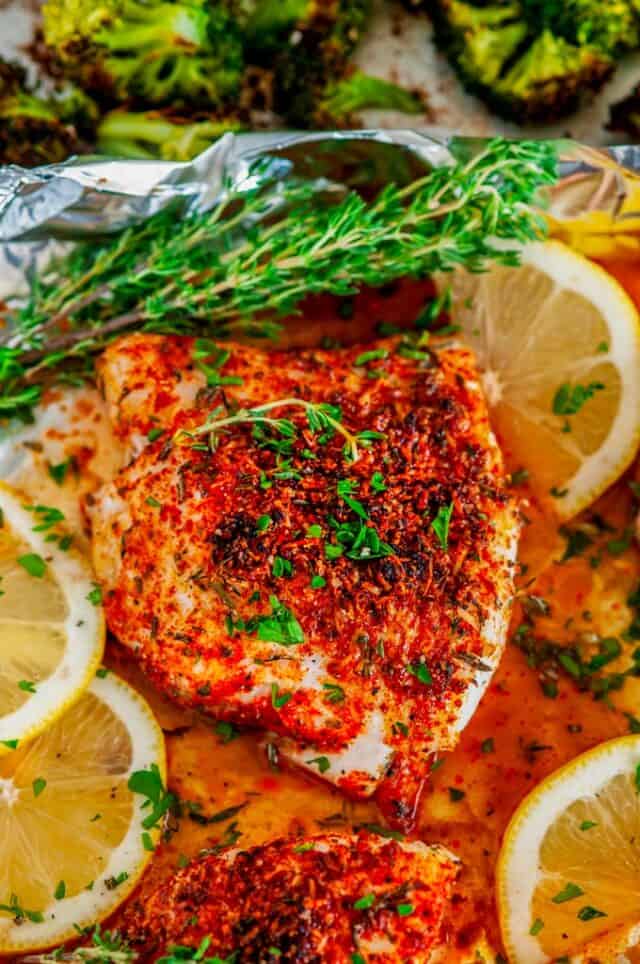 Sheet Pan Paprika Parmesan Cod with Broccoli - Aberdeen's Kitchen