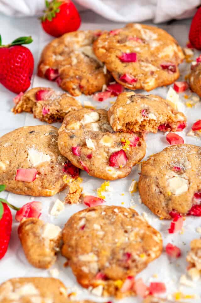 White Chocolate Strawberry Rhubarb Cookies - Aberdeen's Kitchen
