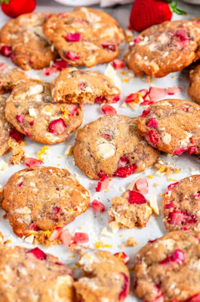 White Chocolate Strawberry Rhubarb Cookies - Aberdeen's Kitchen