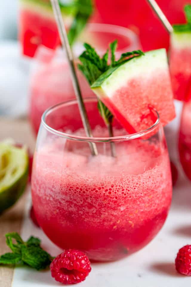 Sparkling Watermelon Raspberry Slushie Cocktail (Pitcher Recipe ...