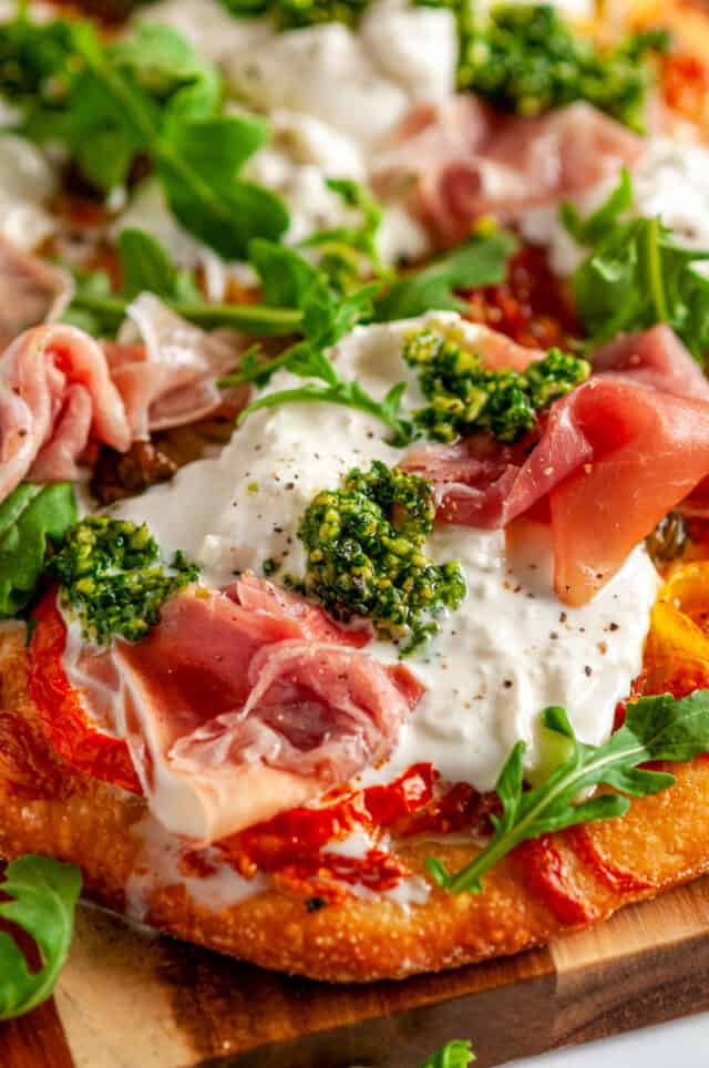 Mediterranean Prosciutto Burrata Flat Bread - Aberdeen's Kitchen