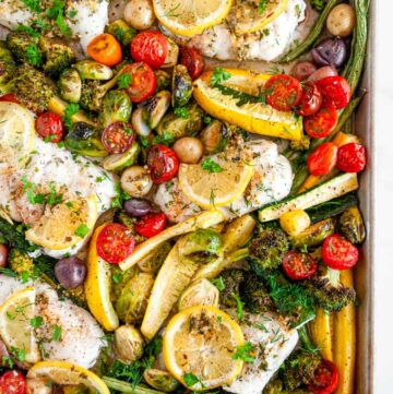 Sheet Pan Cod Vegetable Dinner - Aberdeen's Kitchen