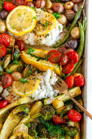 Sheet Pan Cod Vegetable Dinner - Aberdeen's Kitchen