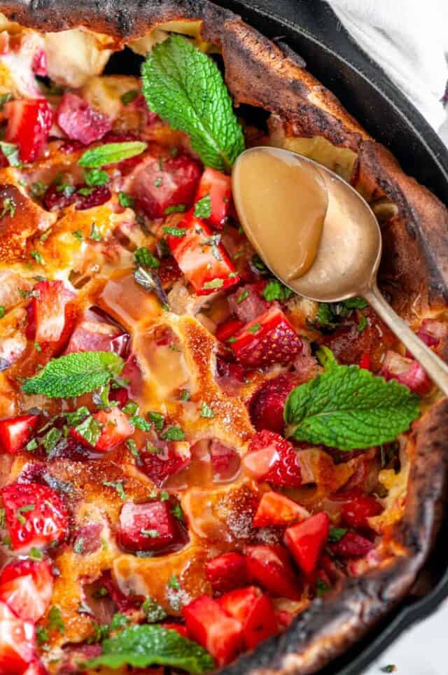 Strawberry Rhubarb Dutch Baby with Lemon Curd - Aberdeen's Kitchen