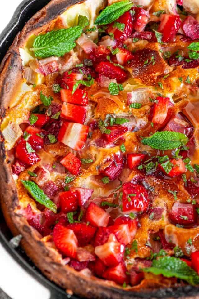 Strawberry Rhubarb Dutch Baby with Lemon Curd - Aberdeen's Kitchen