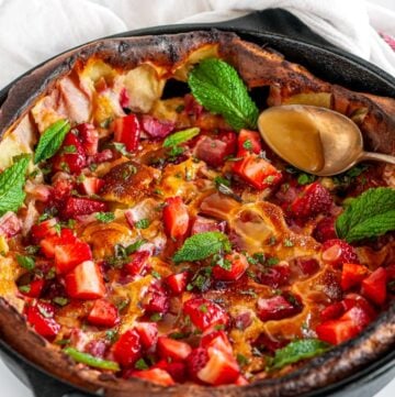 Strawberry Rhubarb Dutch Baby with Lemon Curd - Aberdeen's Kitchen