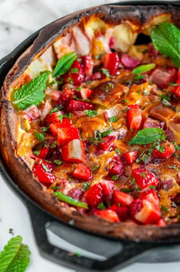 Strawberry Rhubarb Dutch Baby with Lemon Curd - Aberdeen's Kitchen