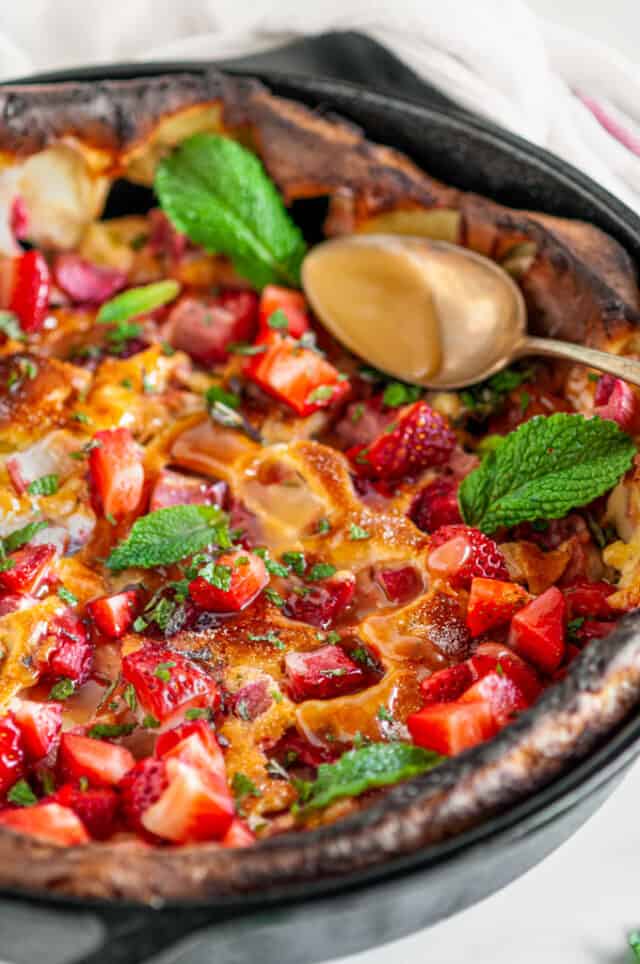 Strawberry Rhubarb Dutch Baby with Lemon Curd - Aberdeen's Kitchen
