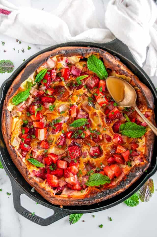 Strawberry Rhubarb Dutch Baby with Lemon Curd - Aberdeen's Kitchen