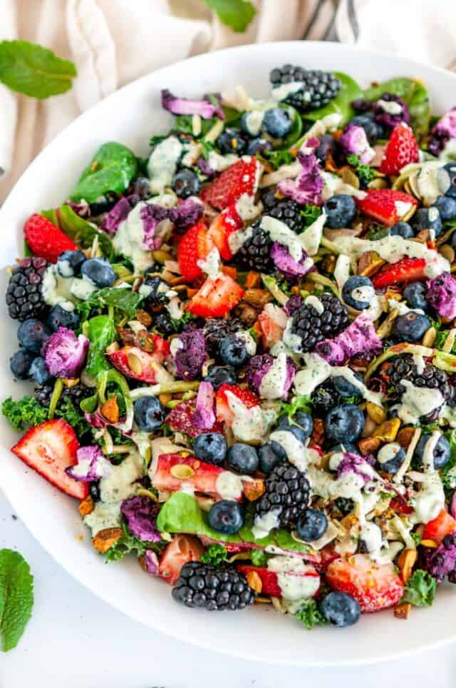 Superfood Berry Salad with Creamy Lemon Herb Dressing - Aberdeen's Kitchen