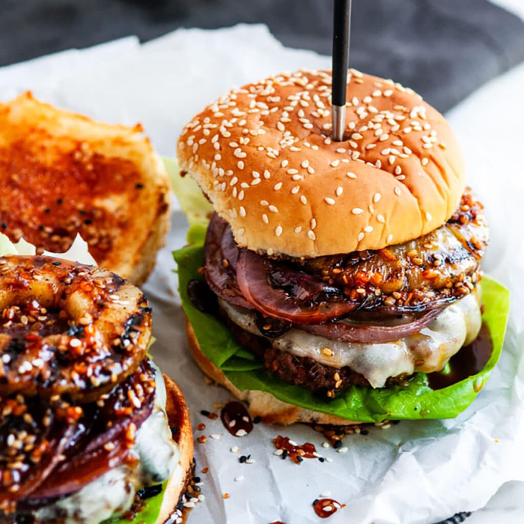 Hawaiian Teriyaki Burgers with Grilled Pineapple - Aberdeen's Kitchen